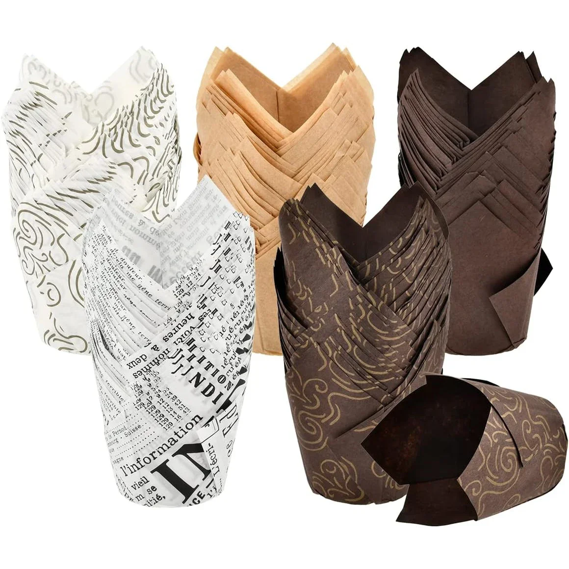 50pcs-Tulip-Cake-Paper-Cups-Multi-color-Cupcake-Oil-proof-Bread-Paper ...