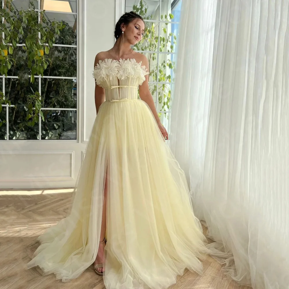 Charming-Cream-Prom-Dresses-Sleeveless-Strapless-Wedding-Party-Dresses ...