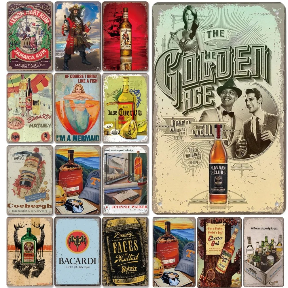 Rum-Drinks-Vintage-Metal-Sign-Tin-Decor-Man-Cave-Decor-Vintage-Metal ...
