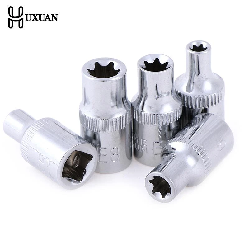 5pcs E-socket Sockets 1/4 Inch(6.3mm) Torx Star Bit Female E-socket Set ...