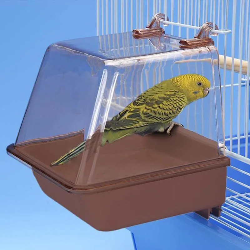 Large-Pet-Bird-Bath-Box-Shower-Easy-to-Install-Water-Bowl-Caged-Parrot ...