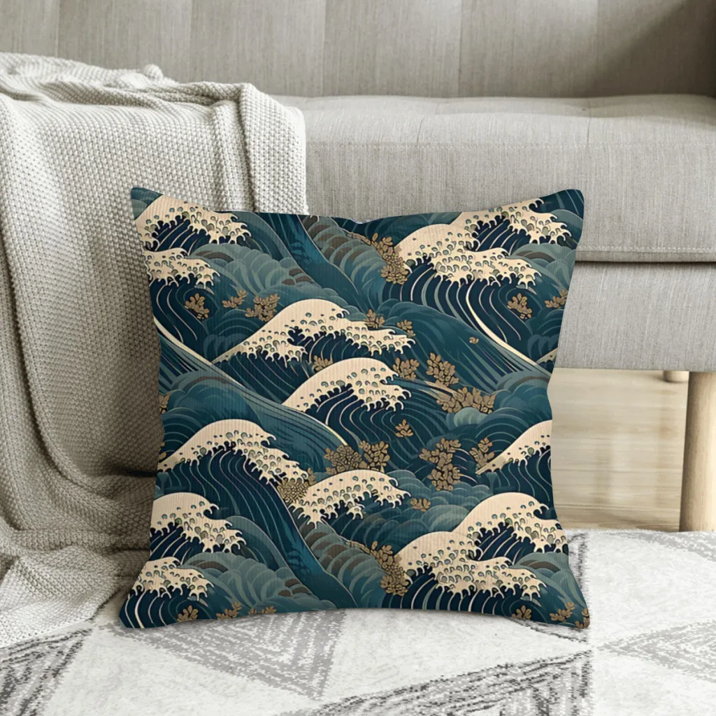 Japanese Style Cushion Cover Wave - DRAGON MAMA JAPAN