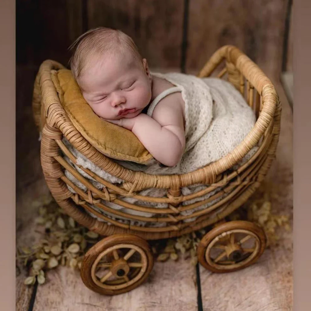 Original-Newborn-Photography-Props-Cart-Baby-Rattan-Cart-Basket-Trolley ...