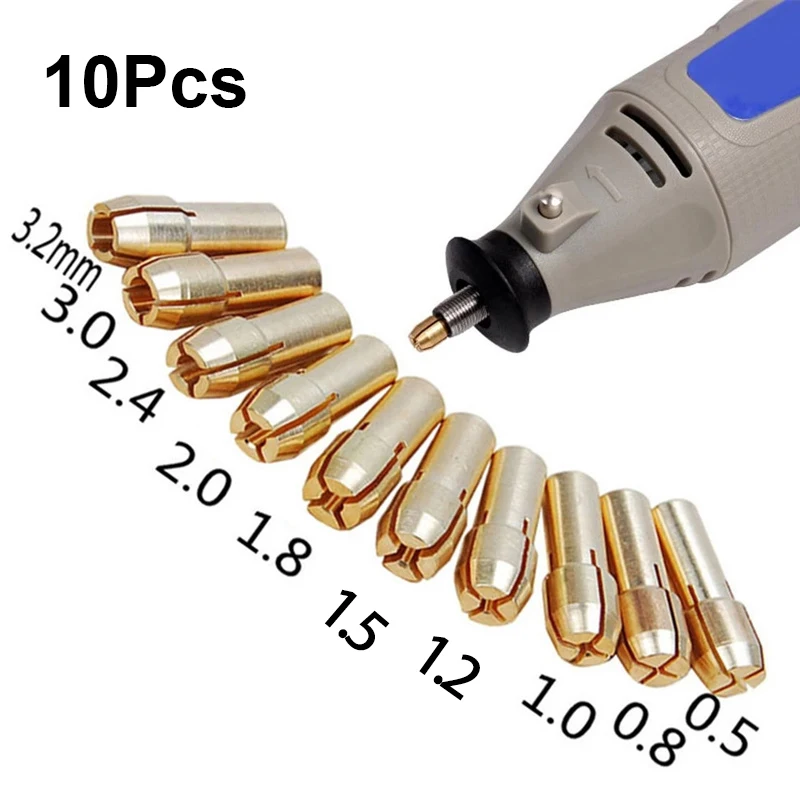 10Pcs-Drill-Chucks-Adapter-0-5mm-3-2mm-Mini-Drill-Chucks-Brass-Power ...