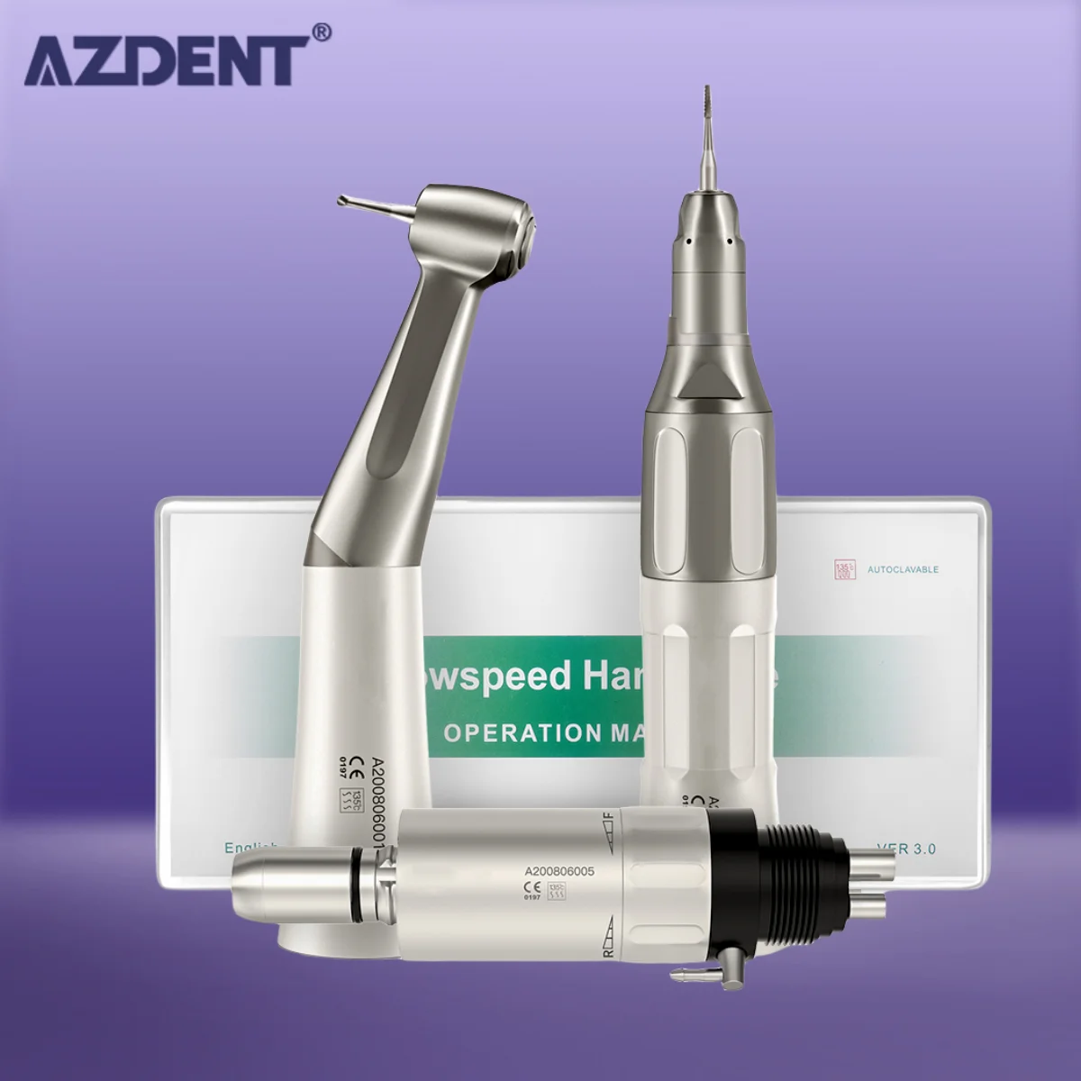 AZDENT-Dental-Low-Speed-Handpiece-Kit-Contra-Angle-Straight-Air-Motor ...