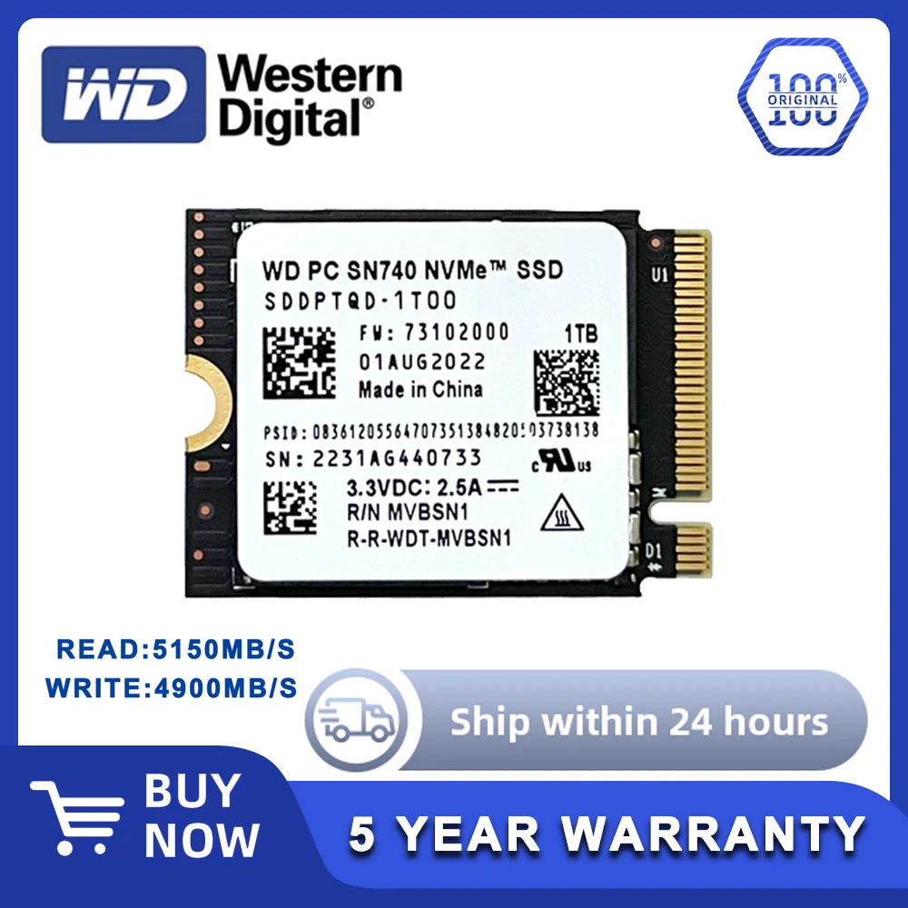 Western Digital WD SN740 2TB 1TB 512GB M.2 SSD 2230 NVMe PCIe Gen 4x4 ...