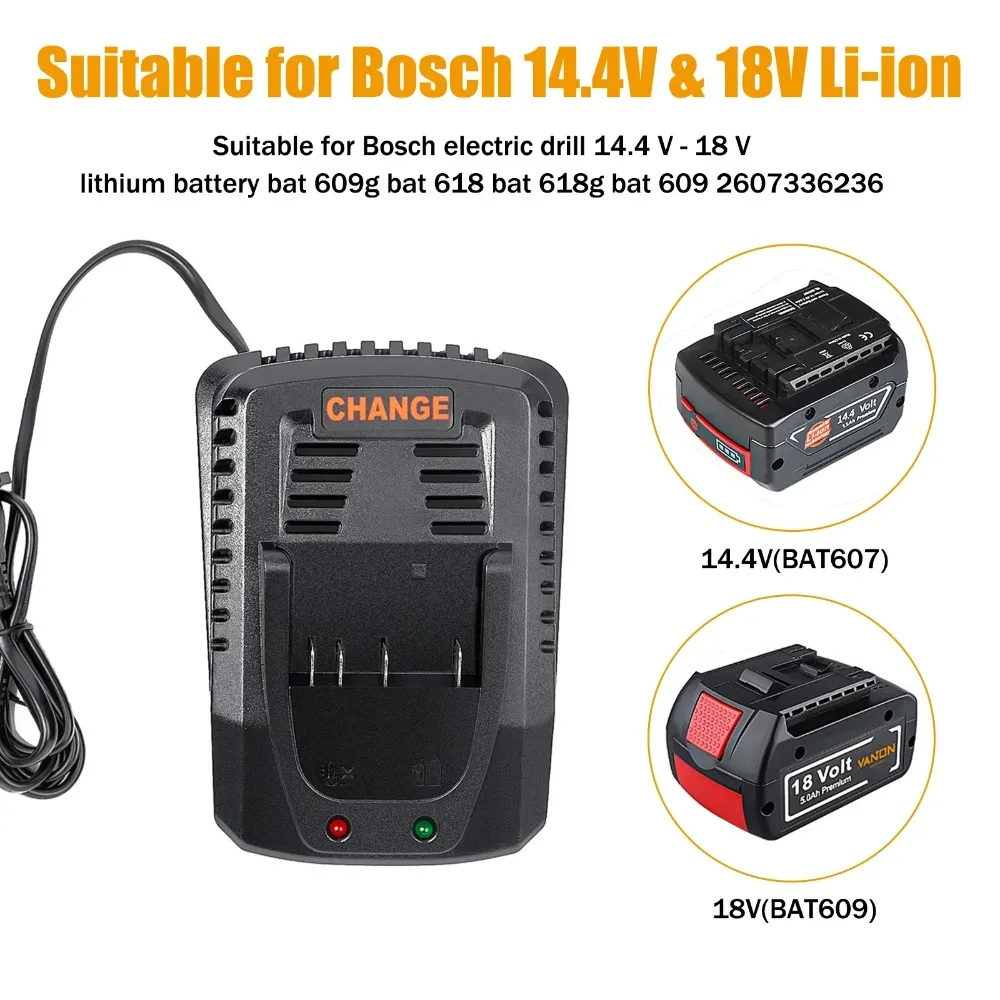 3A Li-ion Battery Charger For Bosch 14.4V 18V Battery BAT609 BAT609G ...