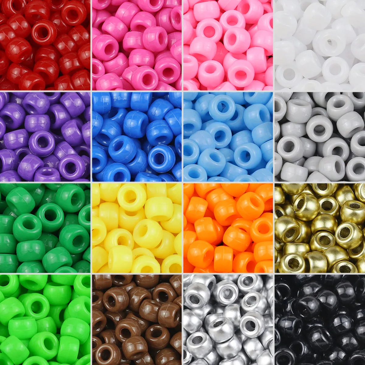 100-200-400pcs-6x9mm-Solid-Color-Large-Hole-Pony-Beads-DIY-Jewelry ...