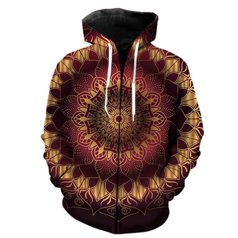 Mandala Men's Zipper Hoodie Unisex Funny Streetwear Tops 3D Printed ...