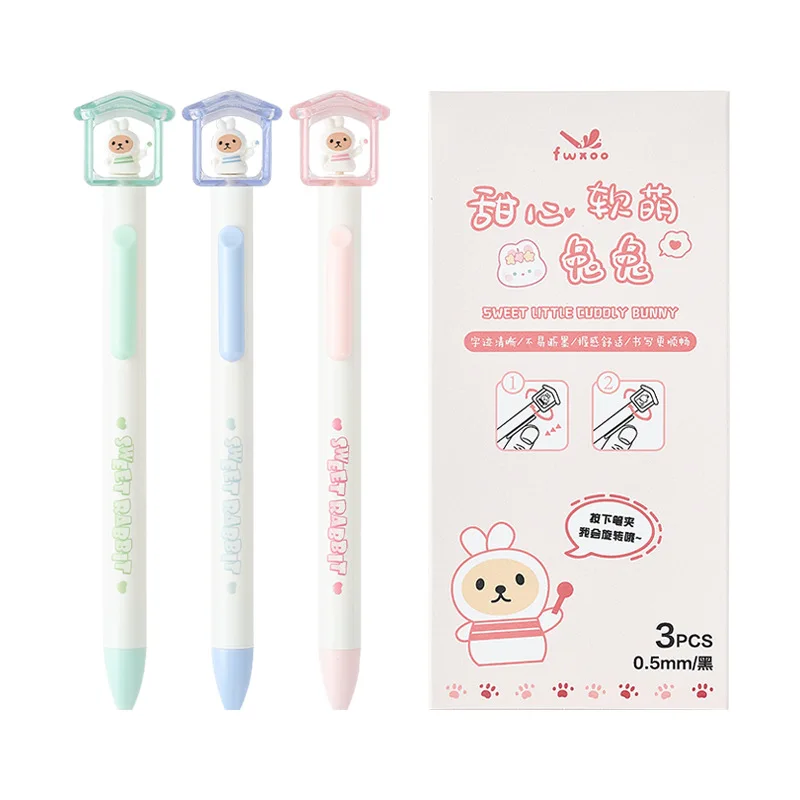 30pcs-lot-Creative-Little-Rabbit-Rotation-Gel-Pen-Cute-0-5mm-Black-Ink ...