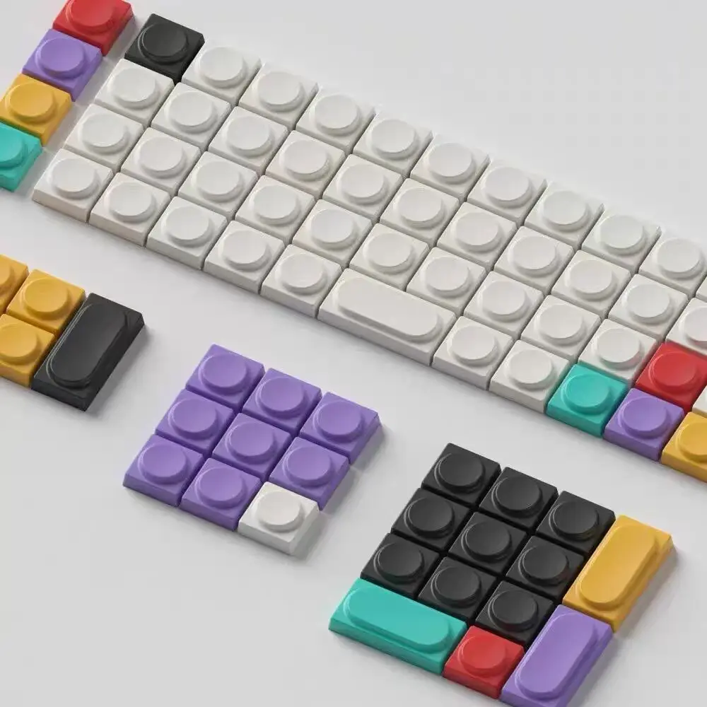 Low-Profile-Keycaps-Building-Block-Keycaps-Set-Transparent-Frosted-Toy ...