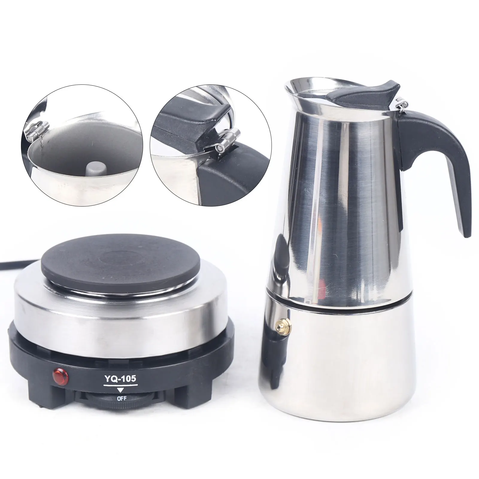 6cup 300ml Stainless Steel Espresso Maker Electric Coffee Pot Espresso ...