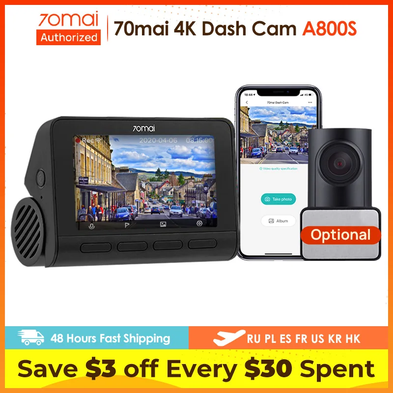 70mai-4K-Dash-Cam-A800S-2023-New-3840X2160-Resolution-140-FOV-4K-Car ...
