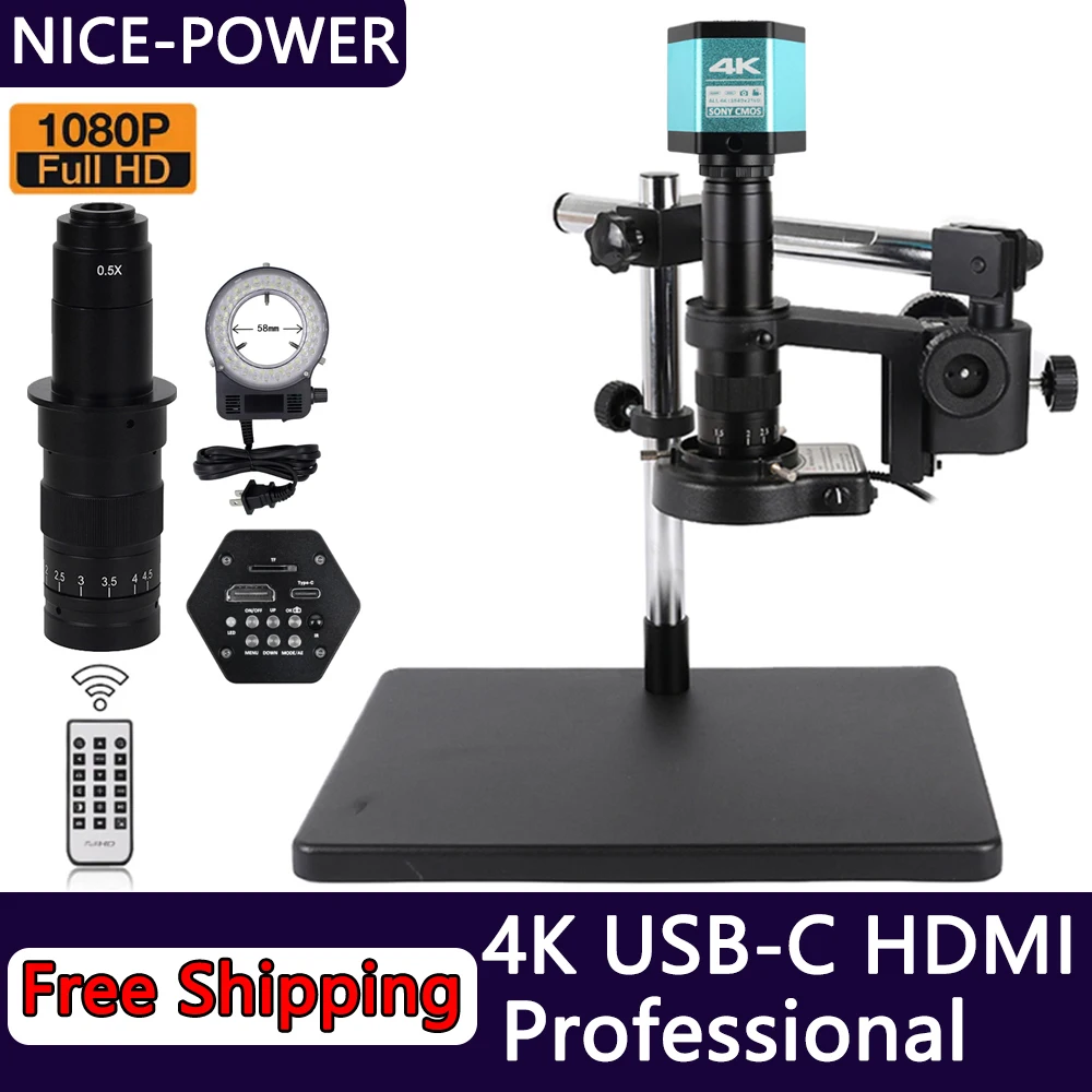4K-Feature-HD-Video-Microscope-1-180X-Continuous-zoom-C-Mount-Parfocal ...