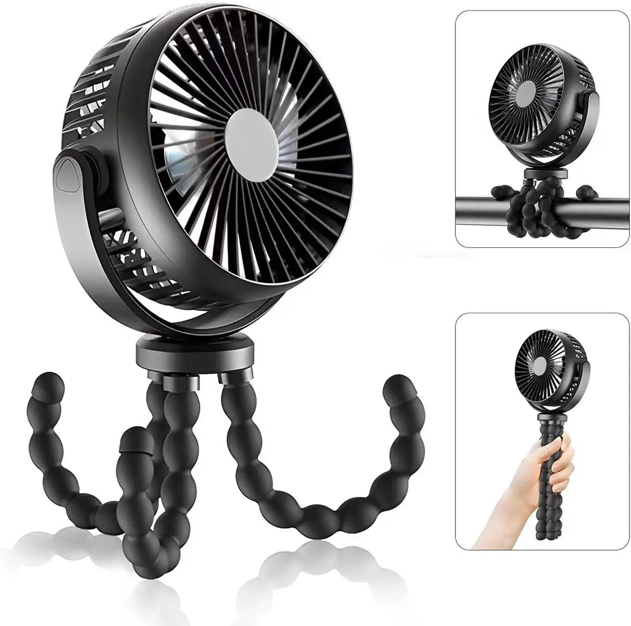 Stroller-Fan-Black-Smart-Portable-Octopus-Fan-Small-Tripod-Adjustable ...