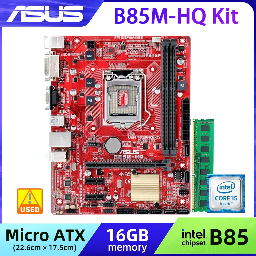 Asus B85M HQ + i5 4670 + ddr3 8g placa mãe kit lga 1150 com intel b85 ddr3 chipset pci e 3.0 4 × ...