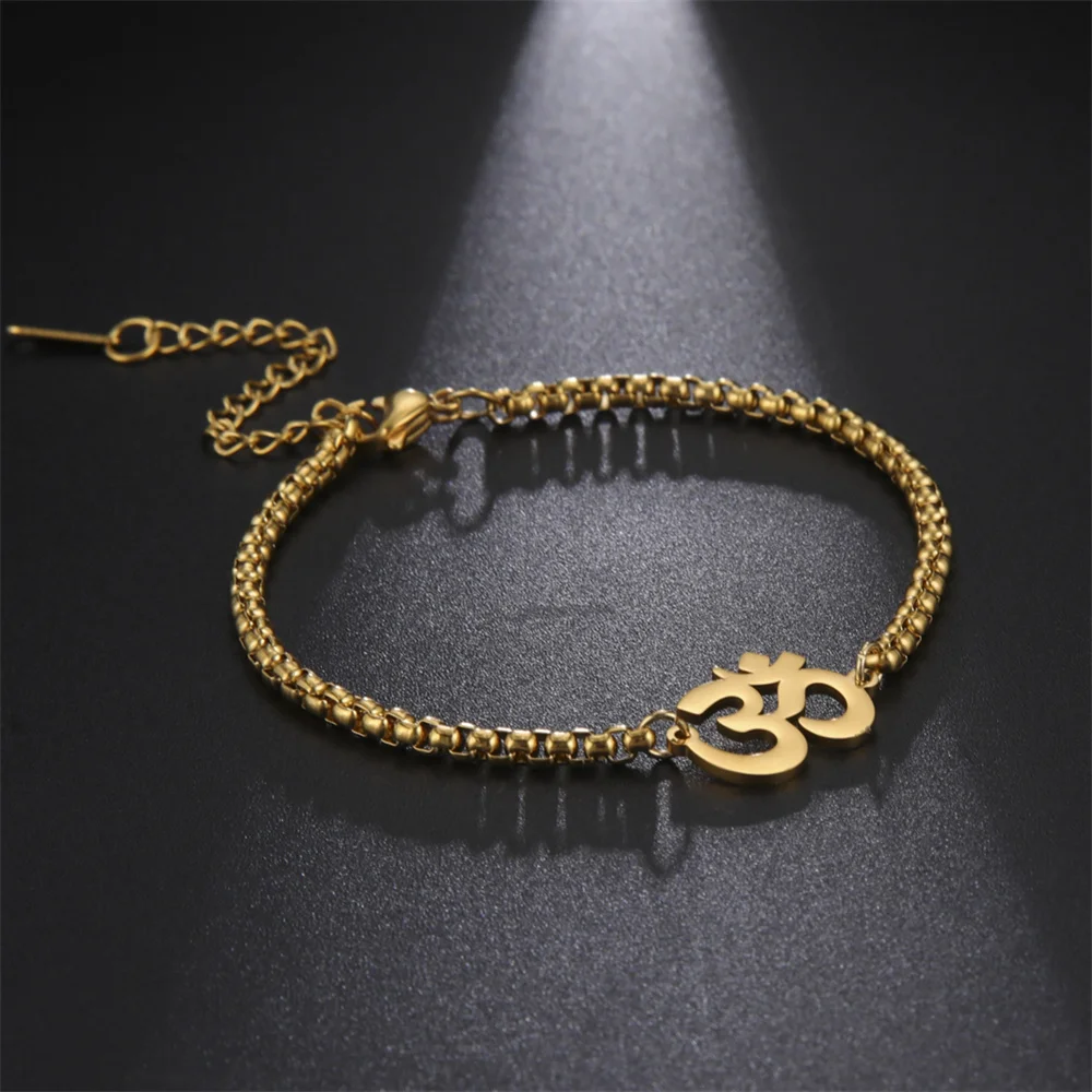 Stainless-Steel-Buddhism-Hindu-Yoga-OM-Symbol-Pendant-Bracelet-for ...