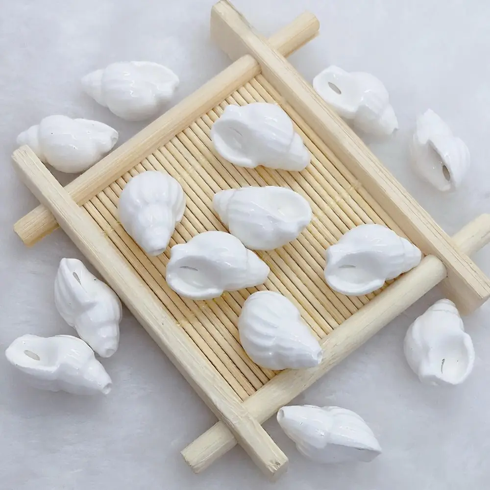 10Pcs-Ceramic-Conch-Shell-Bead-Handmade-Craft-Fresh-Color-Jewelry ...