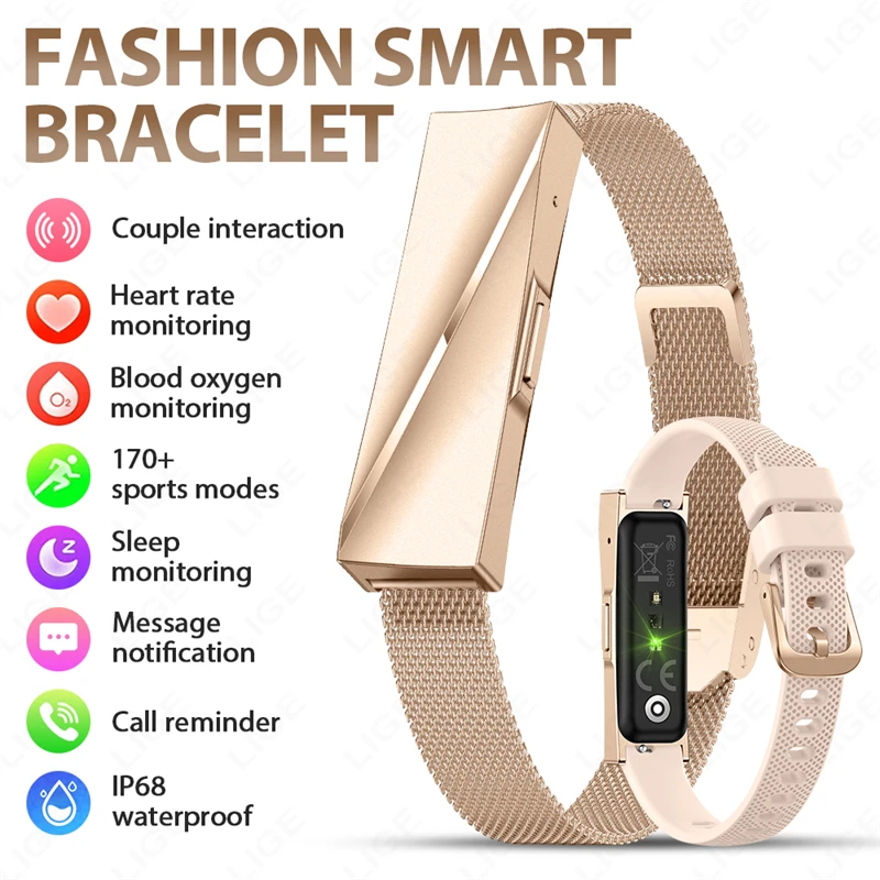 LIGE Electronic Smart Wristband Screenless Couple interactive Smart ...