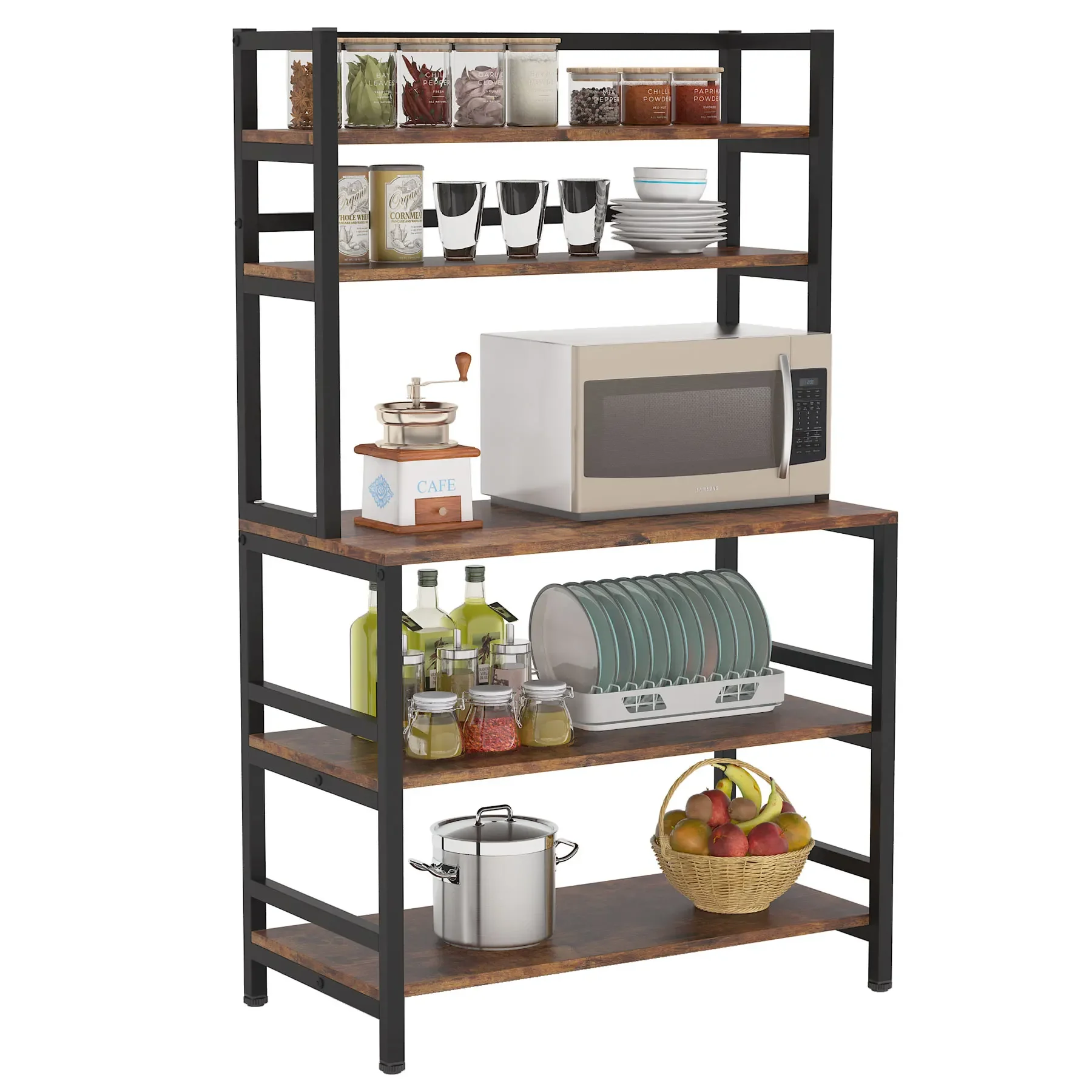 Tribesigns-5-Tier-Kitchen-Bakers-Rack-with-Hutch-Industrial-Microwave ...