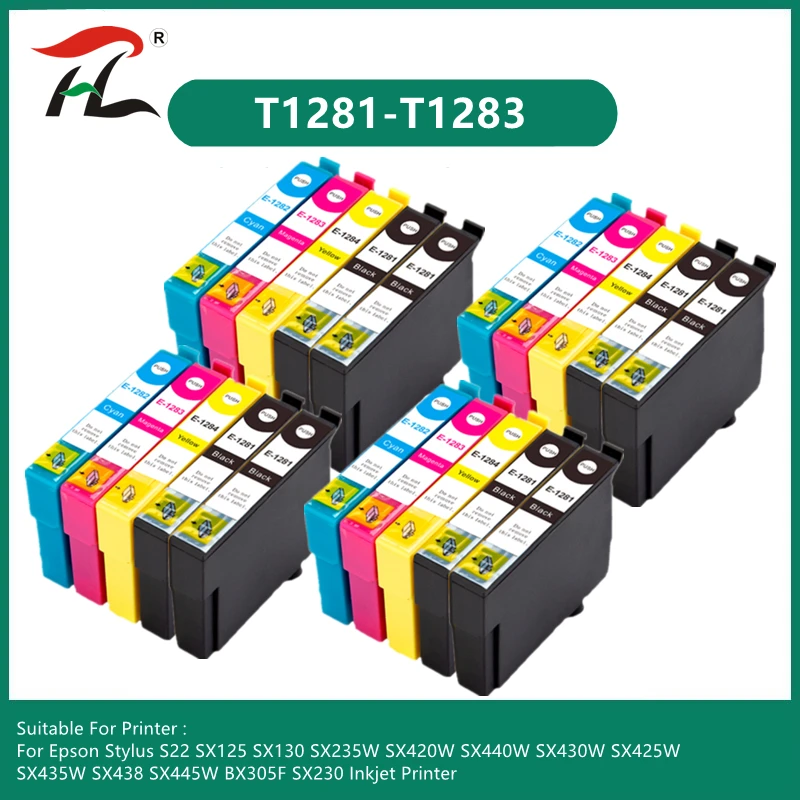 Ink Cartridge For Epson T1281 T1282 T1283 1281 For Epson Stylus S22 ...