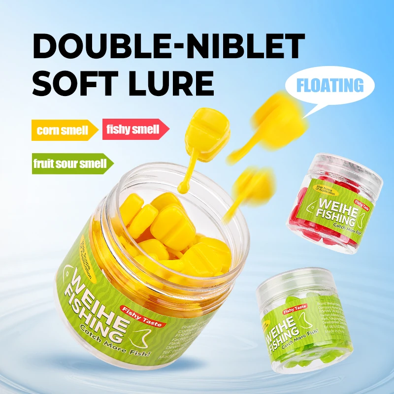 WEIHE 25pcs twin corn TPE material Luya floating water type multi ...