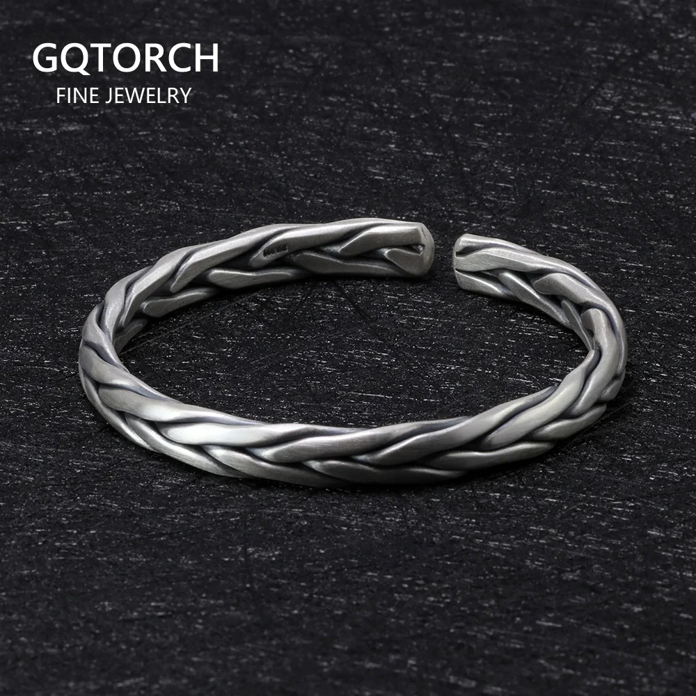 Heavy Solid 999 Pure Silver Twisted Bangles For Men Women Handcrafted ...
