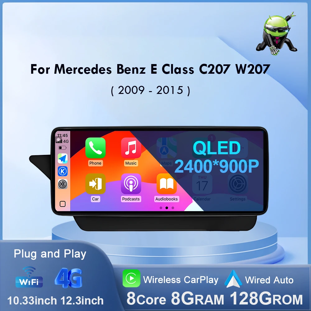 for Mercedes Benz E Class C207 W207 A207 2009 - 2015 Android 14 Car ...