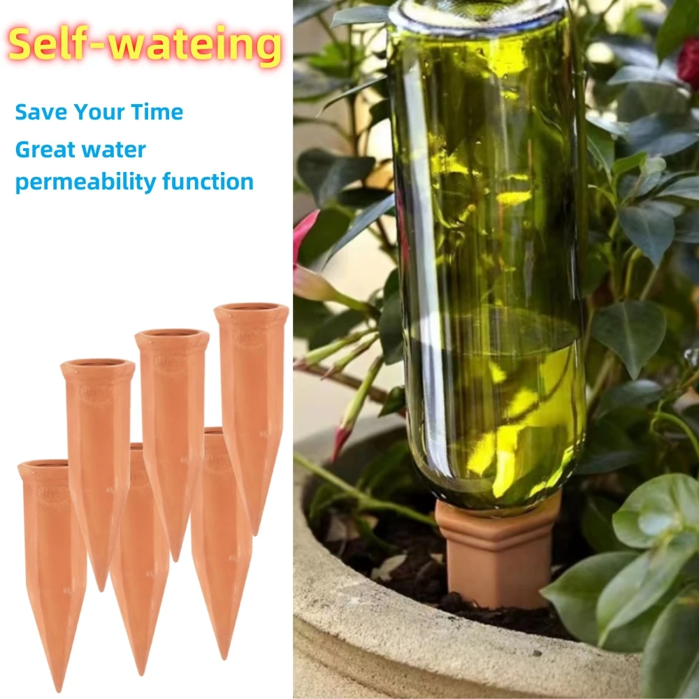 3pcs Plant Self-Watering Stakes Terracotta Plant Watering Device Clay ...