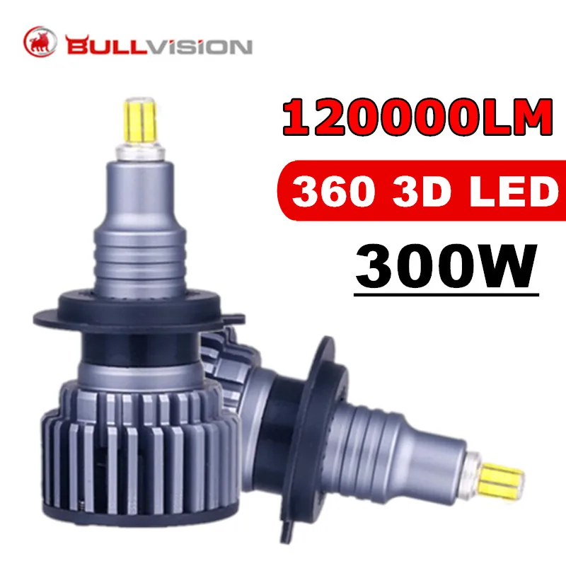 Bullvision 120000LM 300W H7 LED Bulbs 360 LED H1 H11 9012 HIR2 880 881 ...
