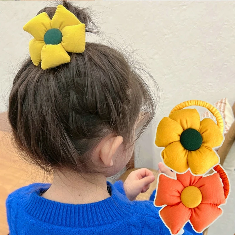 Fashion Cute Sunflower Hair Rope Hair Tie Candy Color Elastic Hair Rope ...