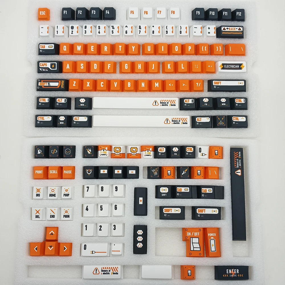 PBT-140-Keys-Electrician-Keycap-Mecha-Theme-ISO-Enter-ANSI-Layout-1-5mm ...