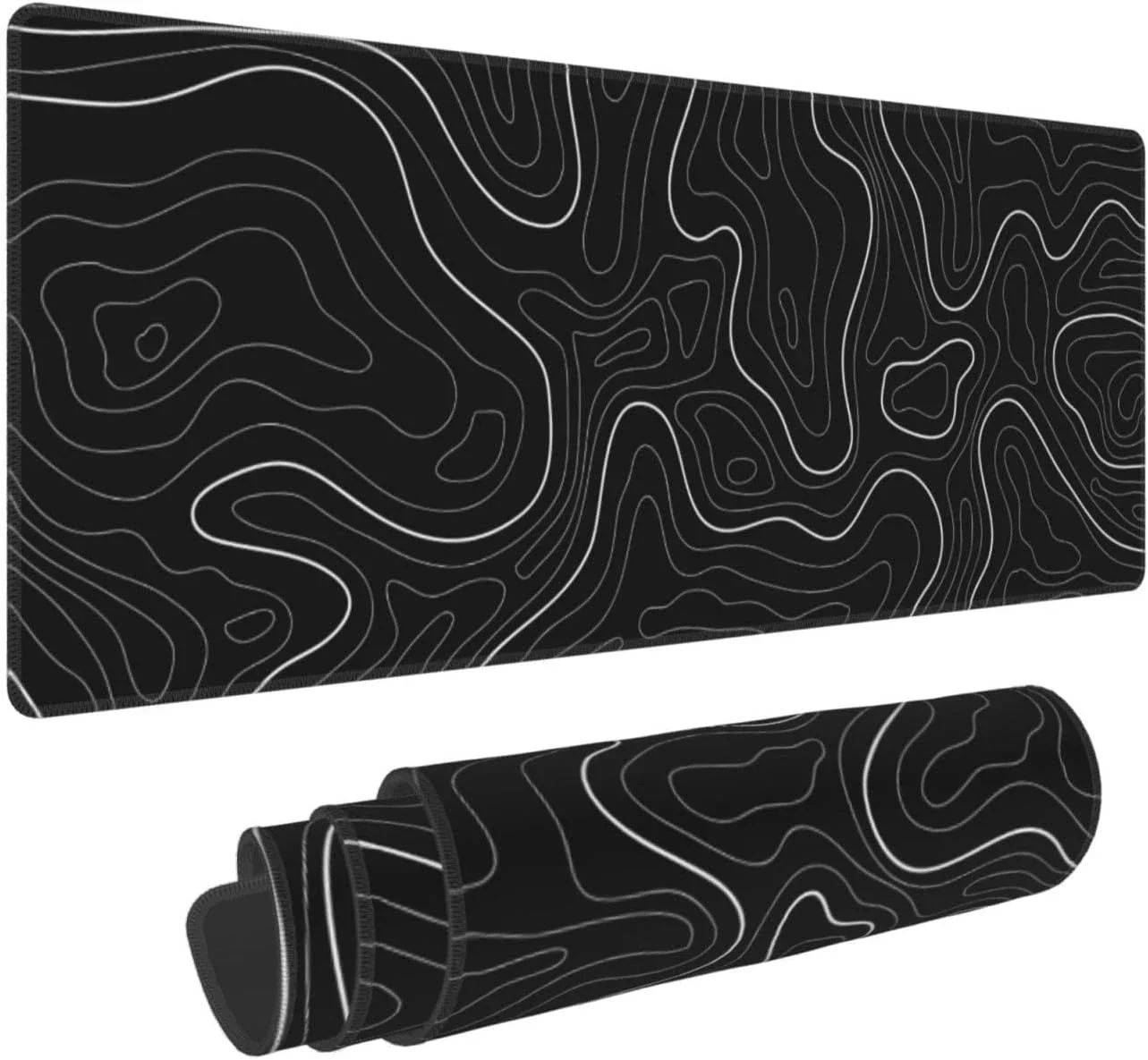 Topographic-Contour-Black-Gaming-Mouse-Pad-Large-Deskmat-NonSlip-Rubber ...