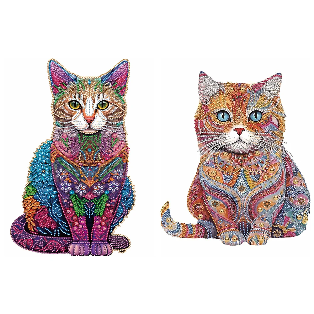 30-40CM-5D-DIY-Partial-Special-Shaped-Drill-Diamond-Painting-Color-Cat ...