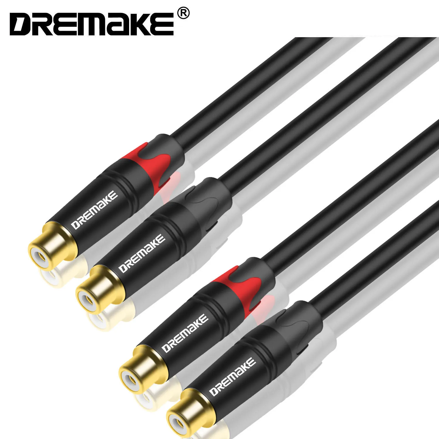 DREMAKE Gold Plated 2 RCA Female To Female Stereo Audio Cable,Dual RCA ...