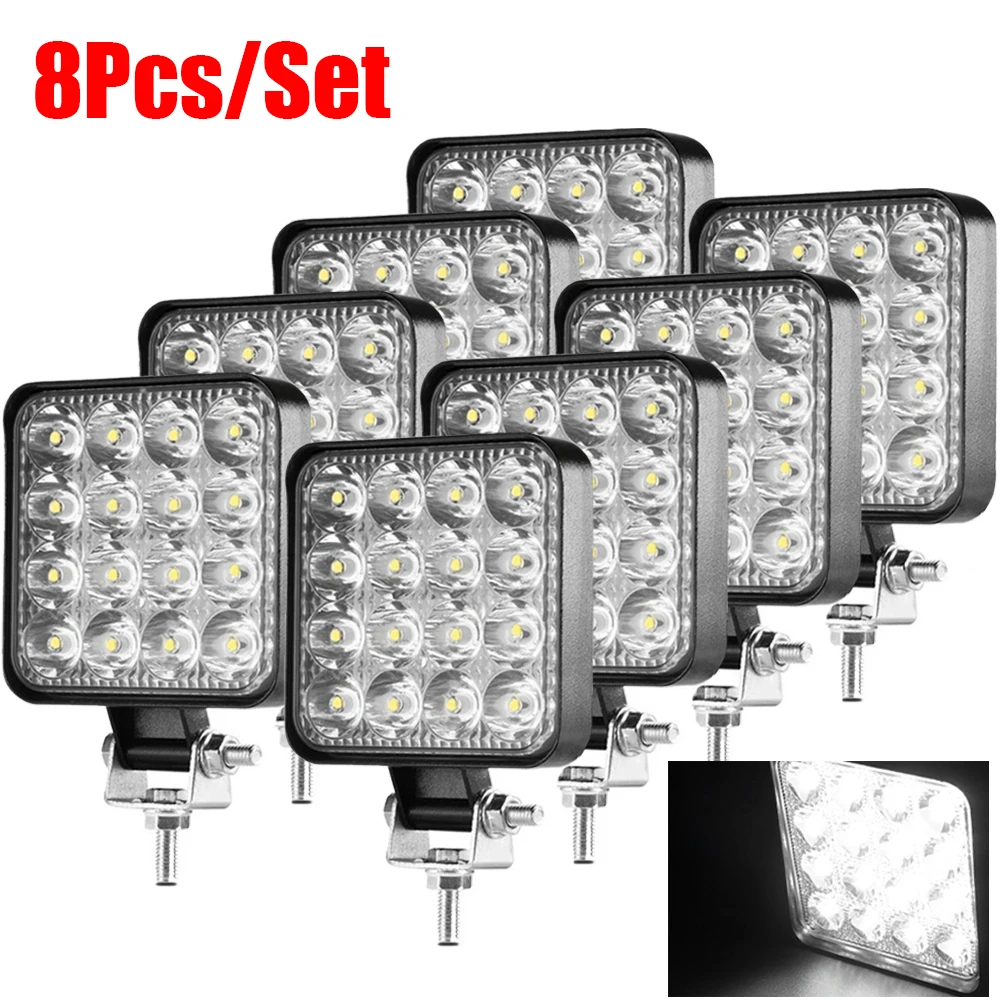 8-6-4-2Pcs-Mini-Led-Work-Light-Square-Spotlight-48W-Car-Headlight-For ...