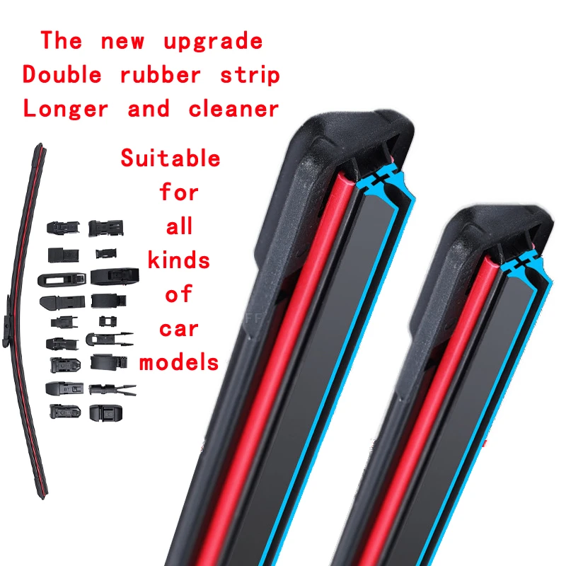 Car Windshield Wiper Blades Universal Soft Double Layer Rubber ...