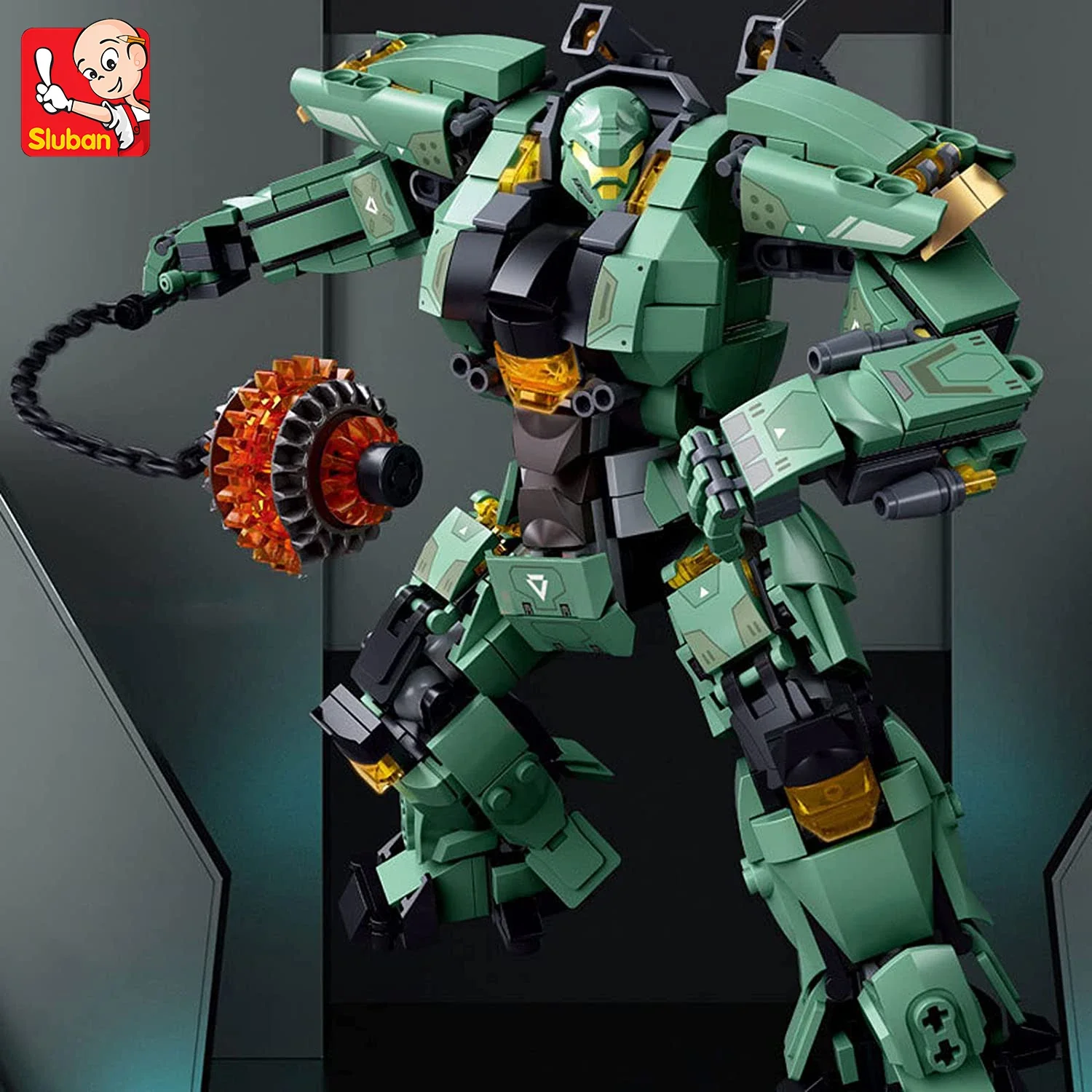 Awesome-Green-Warrior-Robot-With-Chain-Hammer-Building-Blocks-Toys ...