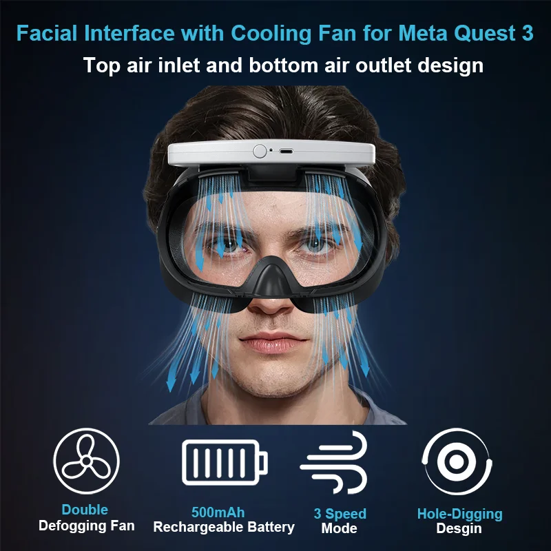 Quest 3 Charging Dock Facial Interface Cooling Fan For Meta Quest 3 ...