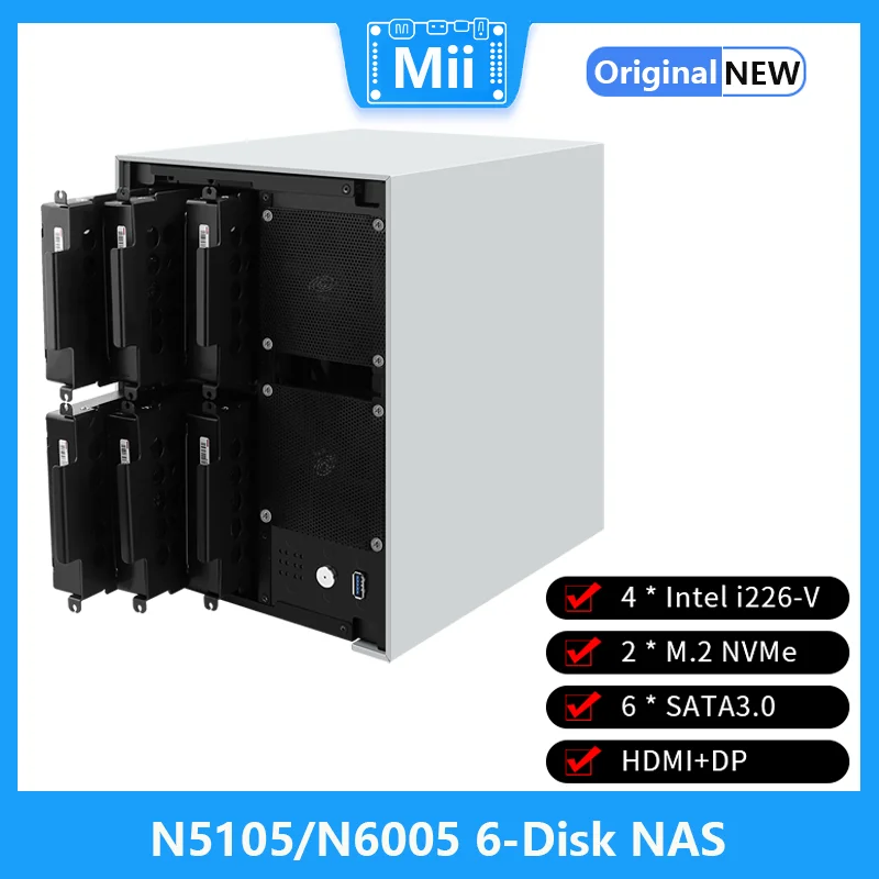 N5105/n6005 nas/6 sata/dual m.2/itx/i226-V netzwerk karte