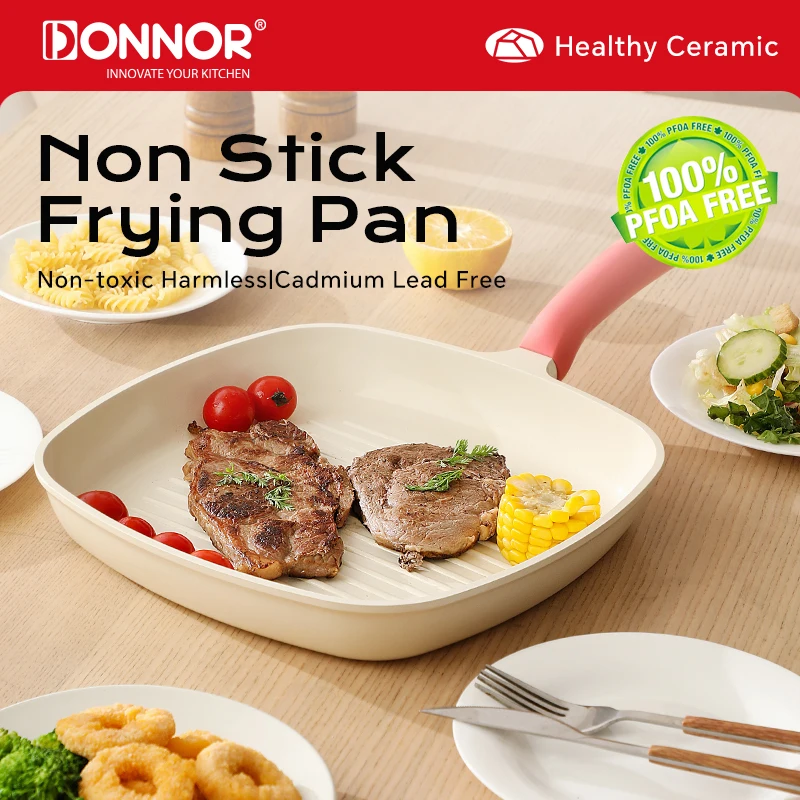 DONNOR 28cm Nonstick Grill Pan for Stove Tops Versatile Induction ...