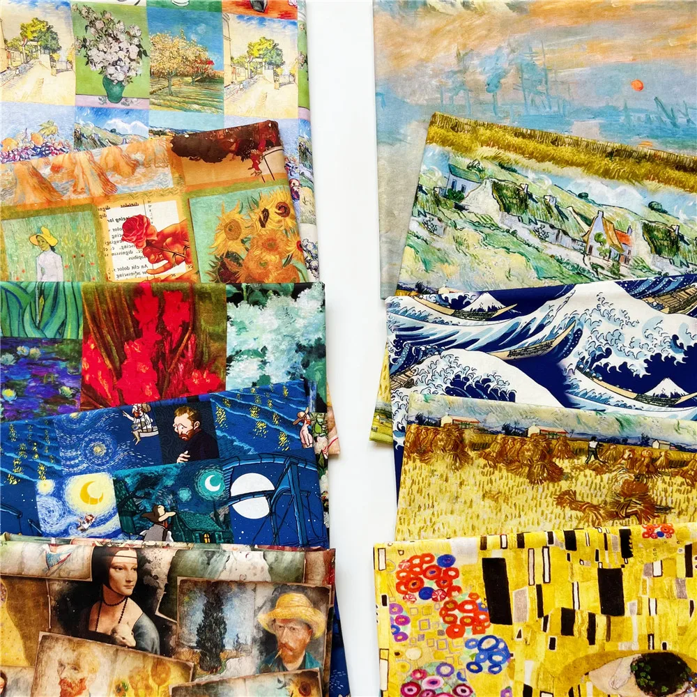 Print Cotton Fabric Diy Fabrics | Famous Paintings Print Fabric ...