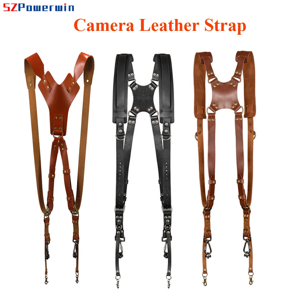 Powerwin New Genuine Leather Dual Camera Strap Single Double Hanging ...