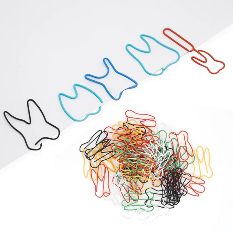 30Pcs-Tooth-Shape-Metal-Paper-Clips-Cute-Colorful-Paperclip-Bookmark ...