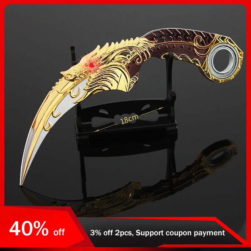 18cm-Karambit-Rotatable-Sword-Five-clawed-Golden-Dragon-Blue-Dragon ...