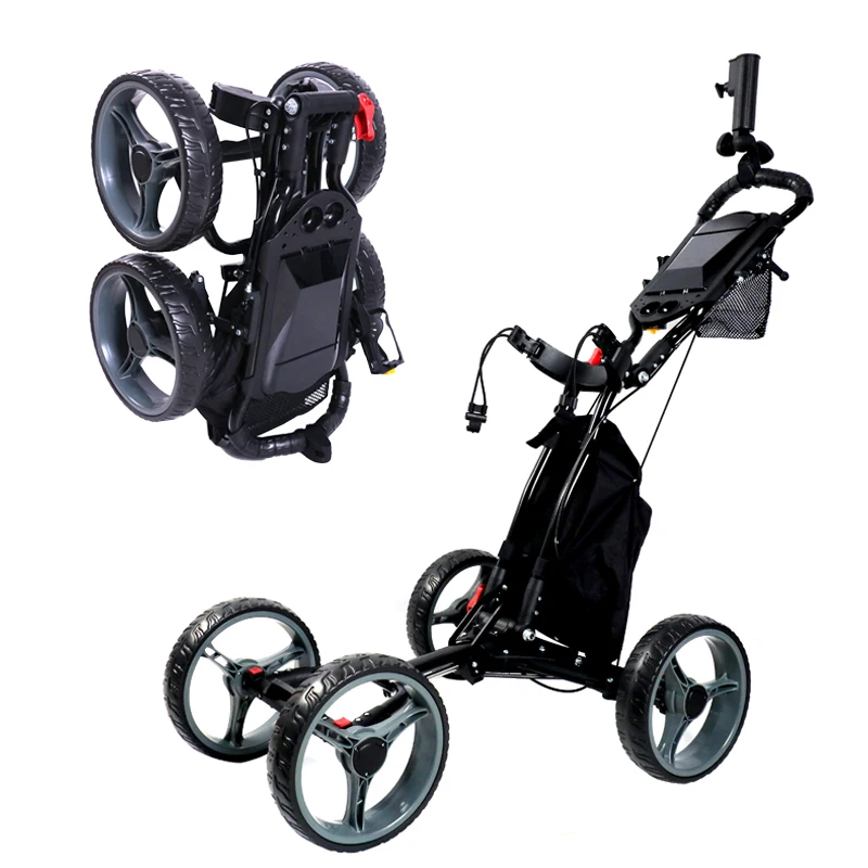 Foldable-Golf-Bag-Cart-Four-Wheels-Aluminium-Alloy-Trolley-With ...