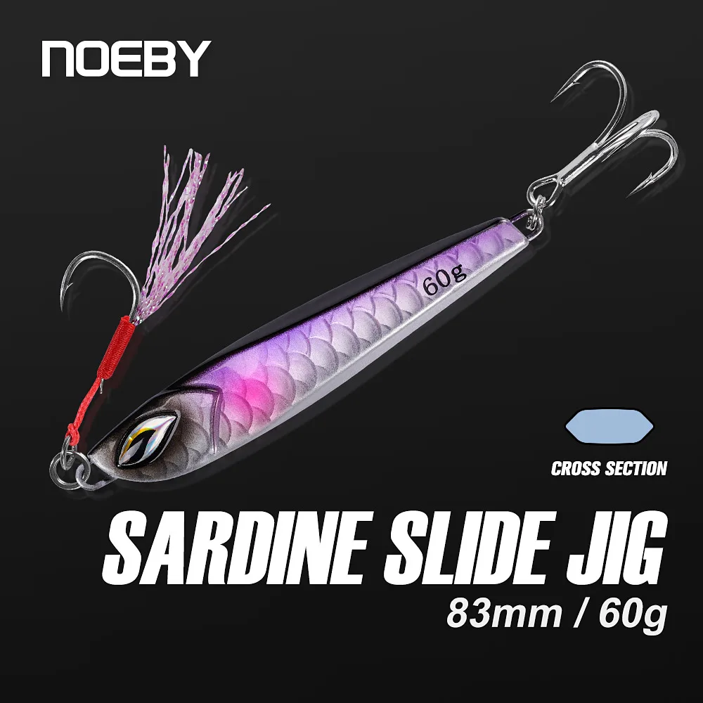 Noeby-83mm-60g-Sardine-Slide-Metal-Jig-Lure-Slow-Jigging-Jumping-Spoon-Treble-Hook-Artificial ...