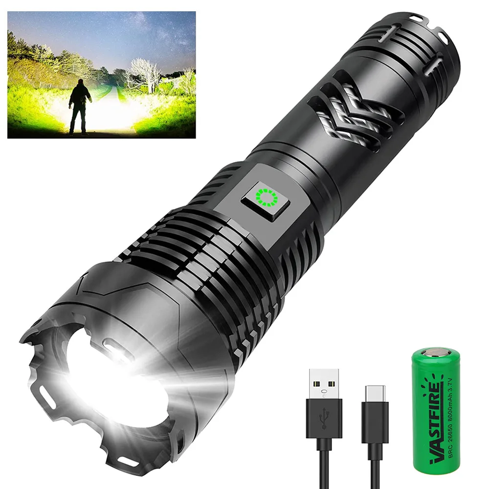 Super Bright 12000 Lumens Flashlight Tactical With Battery Portable LED ...