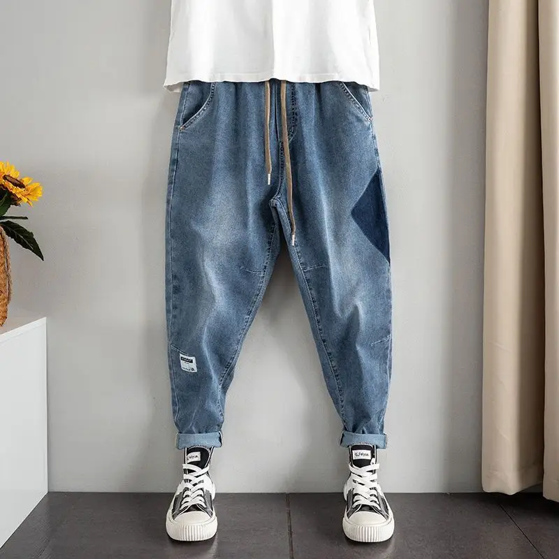 Trendy-Harajuku-Fashion-Korean-Men-s-Drawstring-Denim-Jeans-Casual ...