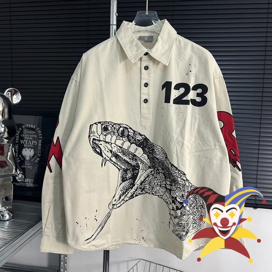 뱀 인쇄 RRR123 빈티지 셔츠 재킷 남성 여성 최고 품질 RRR 123 코트 겉옷 의류| | - AliExpress